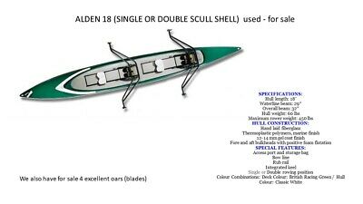 Rowing Boat – Alden 18 Single Or Double Scull With Macon Oars (blades ...